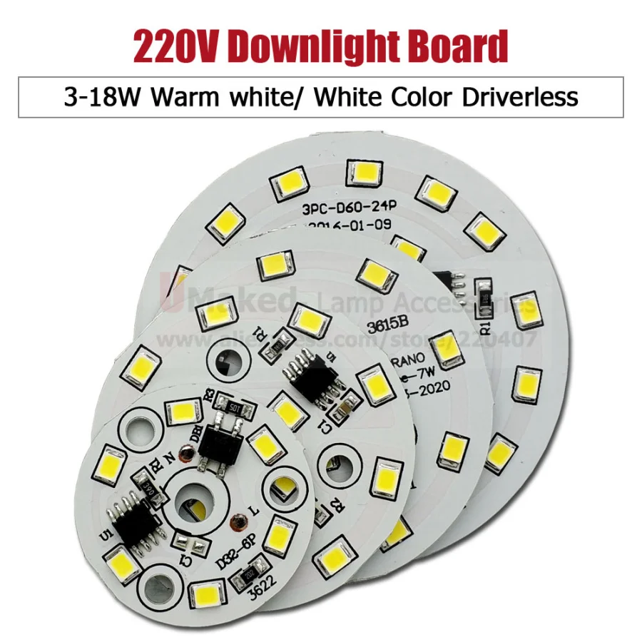 Ac 220v Downlight Led Pcb Smd2835 Integrated Ic Driver, 18w 15w 12w 9w ...