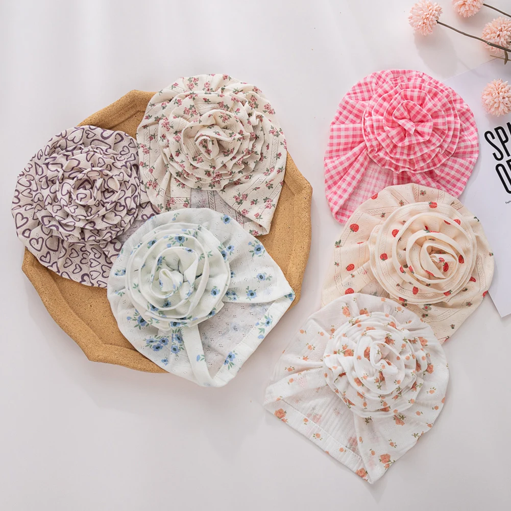Baby-Cotton-Ruffled-Floral-Hats-Bebe-Boys-Girls-Caps-for-Children-Big ...