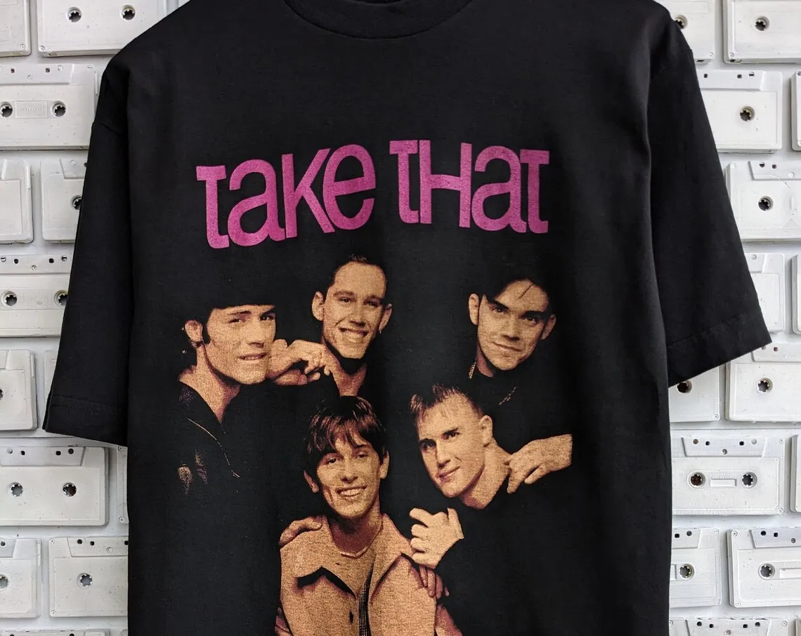 Vintage-90s-Take-That-T-Shirt-Robbie-Williams-Mark-Owen-Gary-Barlow-UK ...