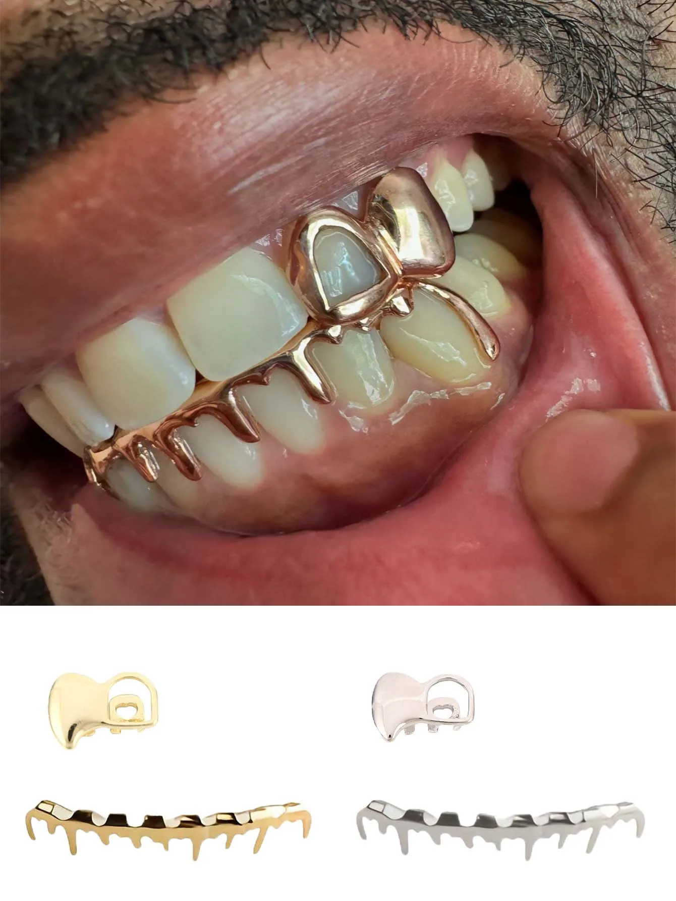 Fashionable Hollowed-Out Pointed Teeth Water Drop Hip-Hop Teeth ...