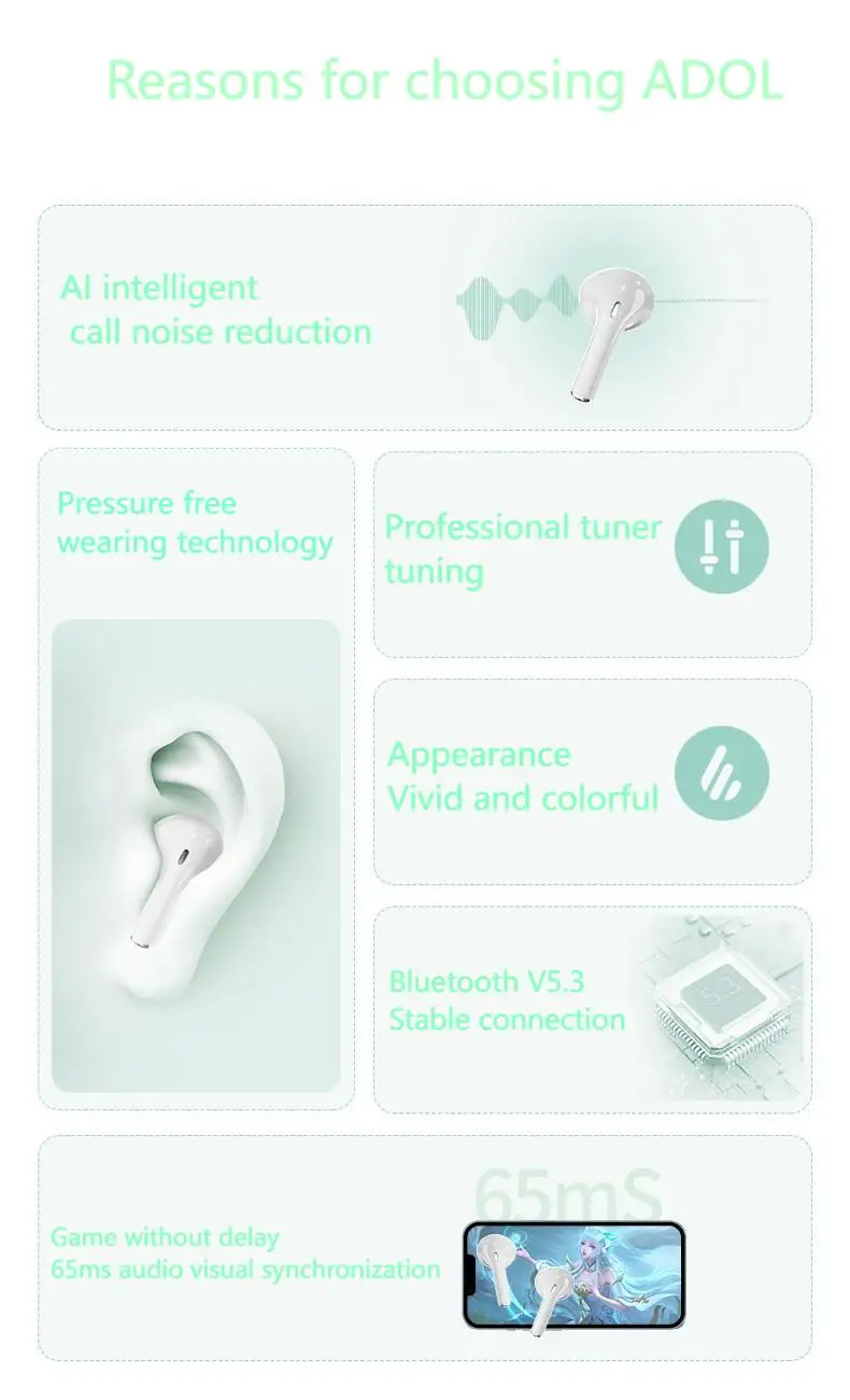 Портативные беспроводные наушники ASUS ADOL AS-QD TWS | AliExpress