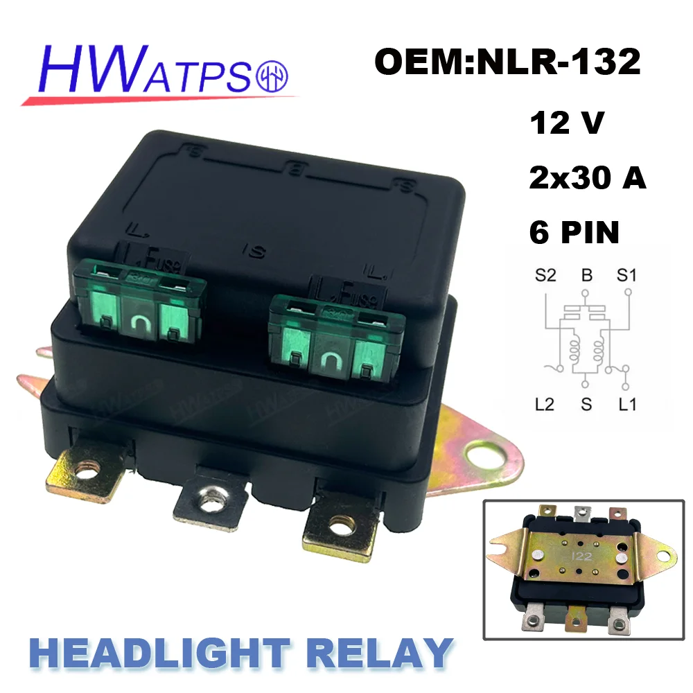 1-5-10-Pcs-Twin-Headlight-Relay-12V-30A-6-Pin-External-Blade-Dual-Fuses ...