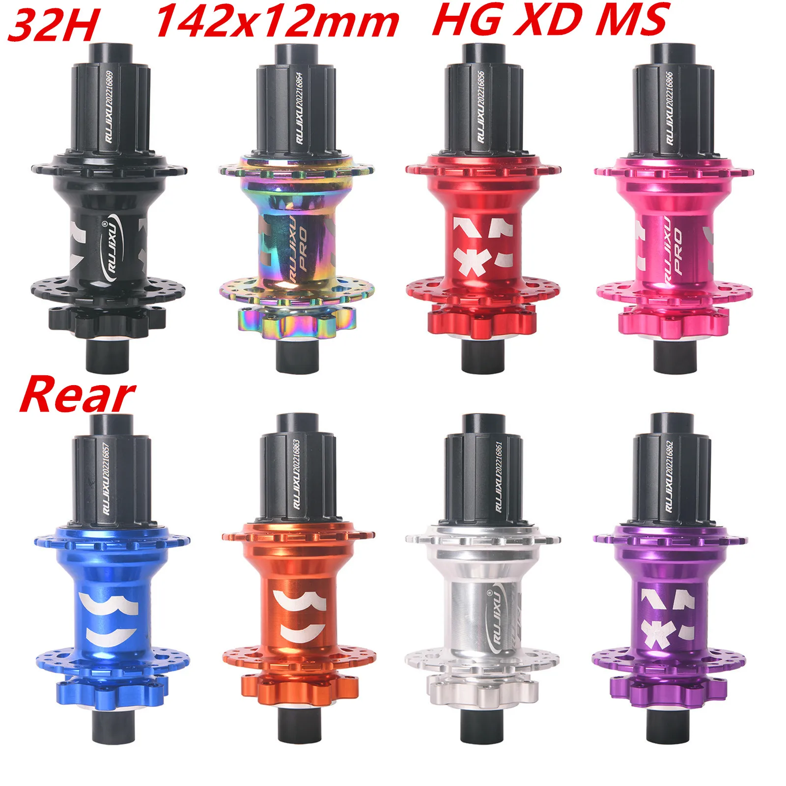 RUJIXU 6 Pawls Hubs142x12mm Rear Hub Bearing Freehub HG MTB Bike Four ...