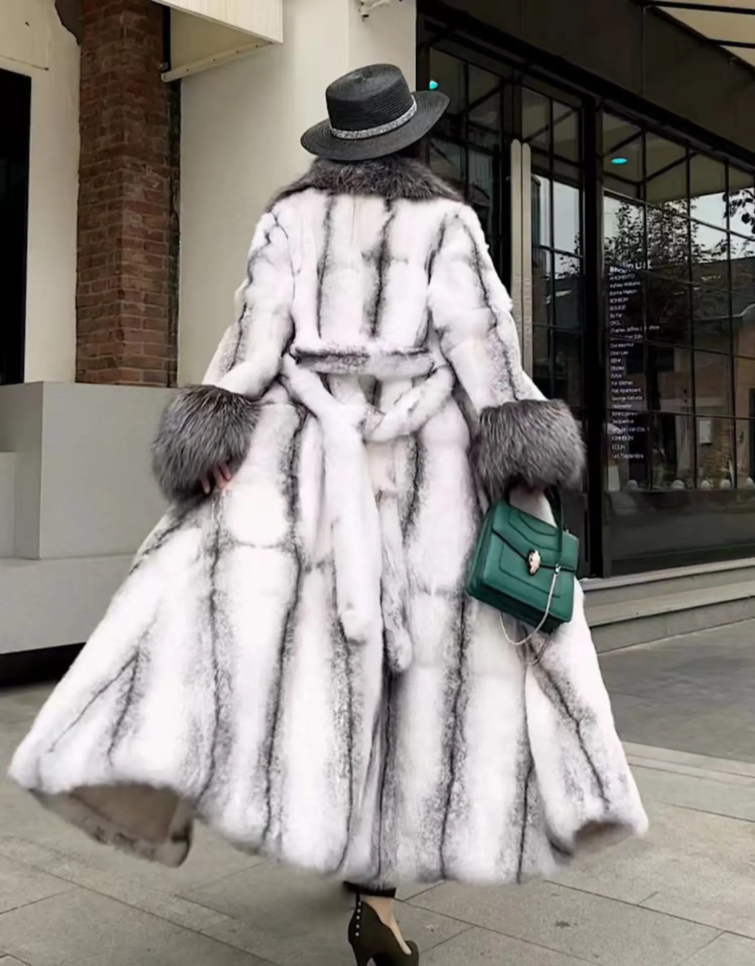 Luxury Real genuine natural rabbit fur coat with fox fur collar fox fur ...