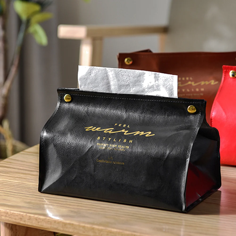 Simple Leather Tissue Case Napkin Holder Storage Container Car Tissue ...