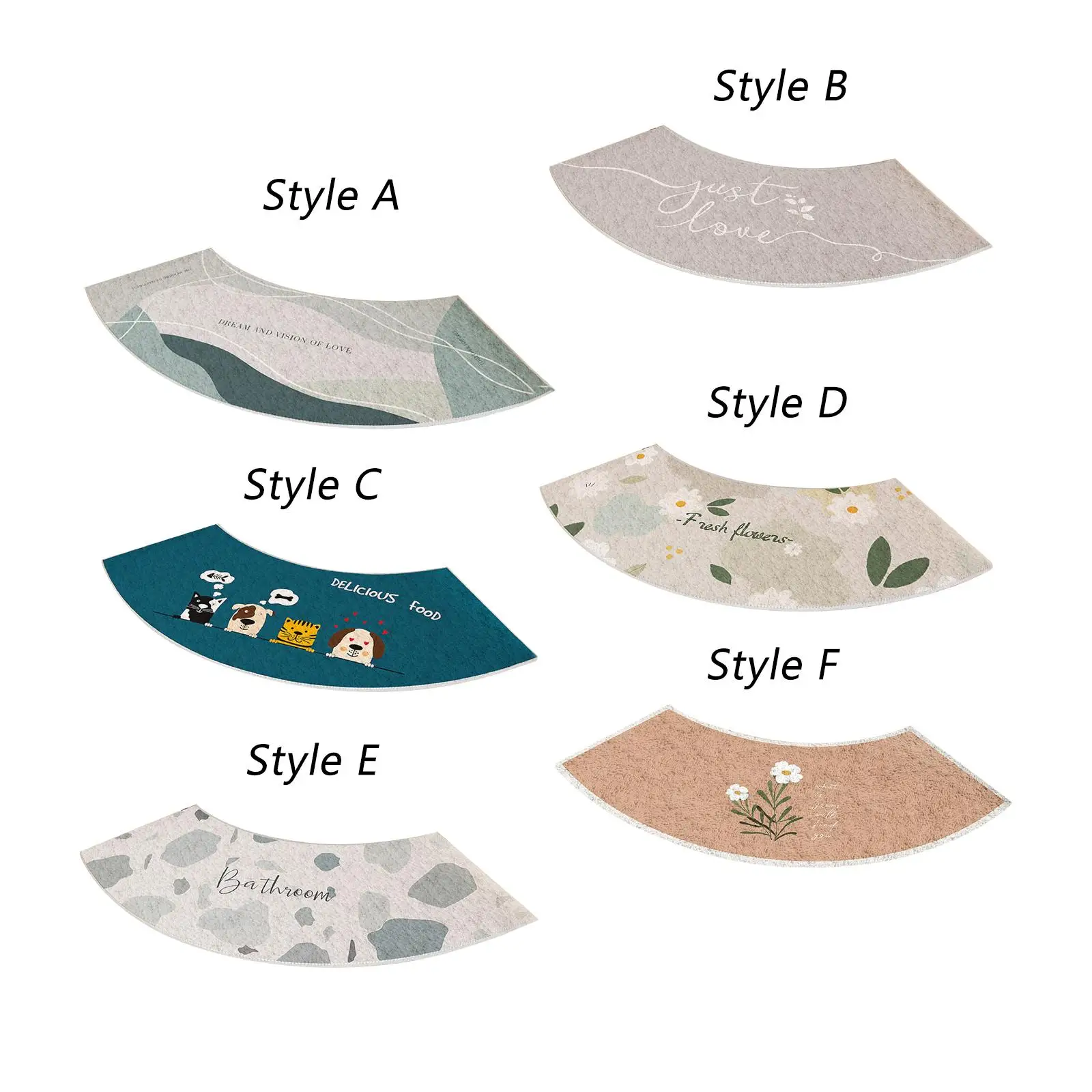 Curved Bath Mat Fan Shaped Foot Rug Bathroom Carpet Thick Floor Mat ...