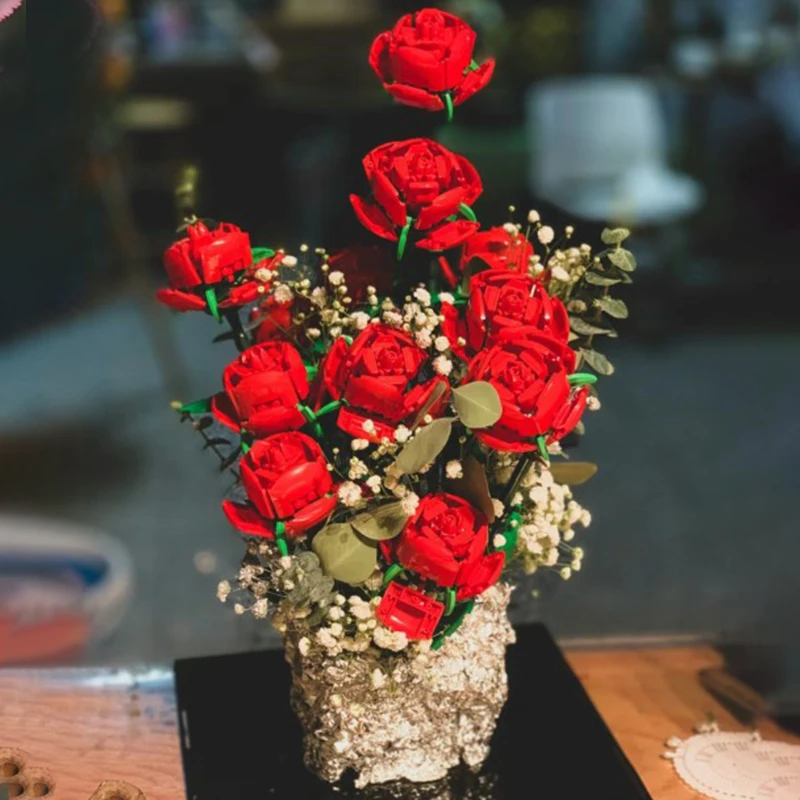 Bouquet-of-Roses-Blocks-Artificial-Flowers-Assembly-Home-Decoration ...