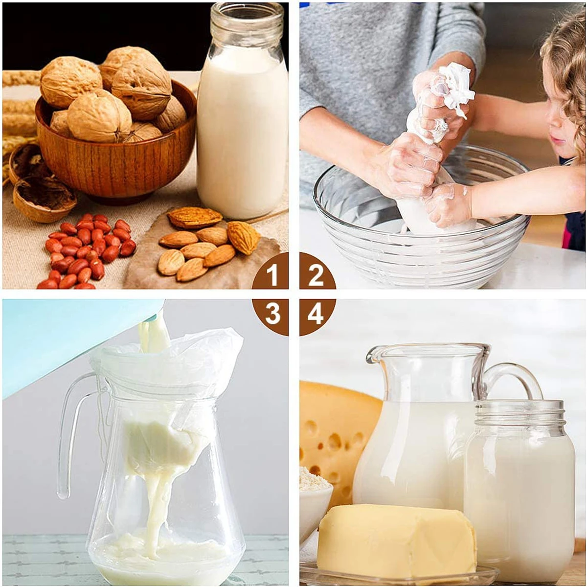 Passoire,Passoire fin, sacs réutilisables à lait, noix, aliments de ...