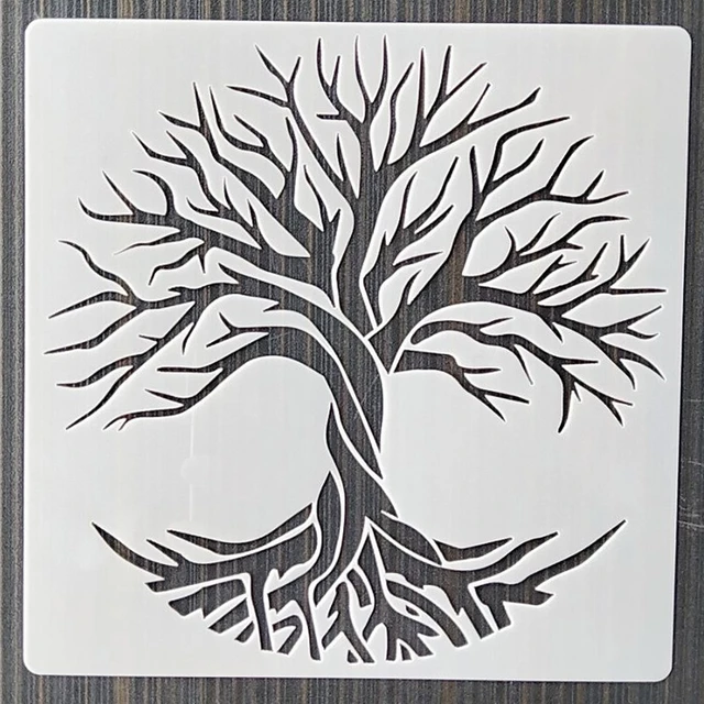 Tree With Roots Stencils