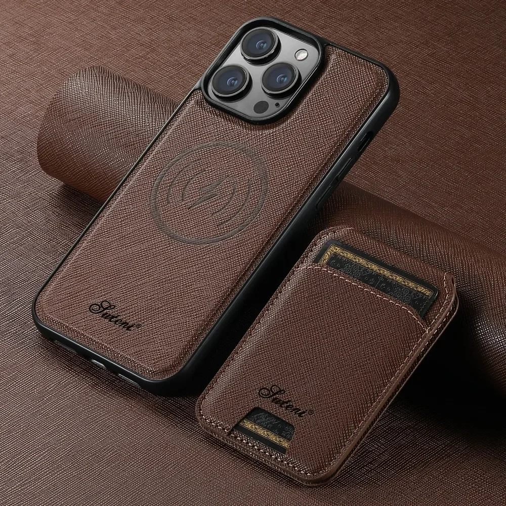 Premium Magnetic Wireless Charging Leather Phone Case with 2-in-1 Card ...