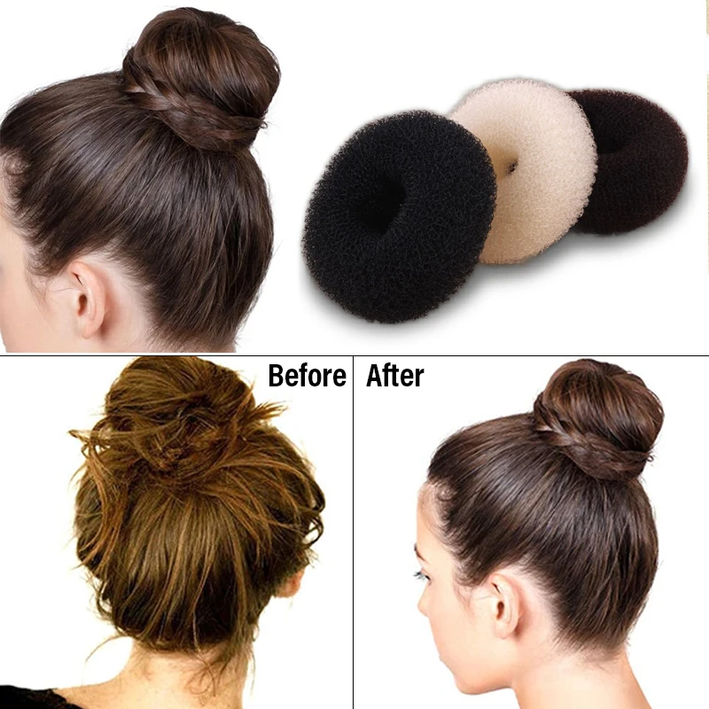S/M/L Plate Hair Donut Bun Maker Roller DIY Magic Elastic Foam Sponge ...
