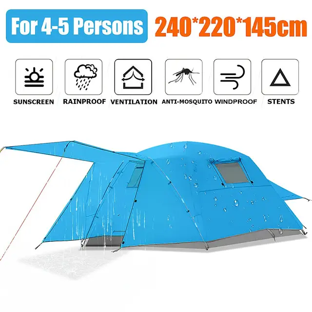 4 Person Outdoor Automatic Quick Open Tent Rainfly Waterproof Camping ...