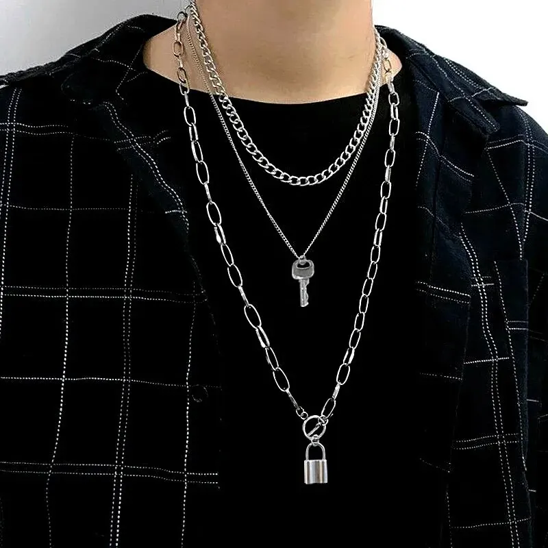 Multi-layer Hip Hop Style Necklace Keychain Jewelry Pendant Alloy ...
