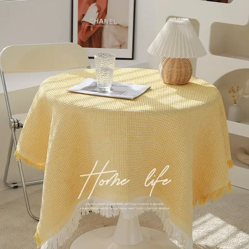 French Cotton Linen Tablecloth, Round Tablecloth, Light Luxury, Simple ...