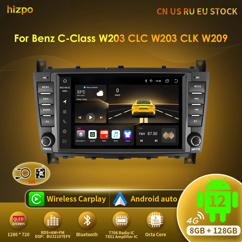 Hizpo 8 Inch Car Radio 2 Din Android 12 Gps Multimedia Player For ...