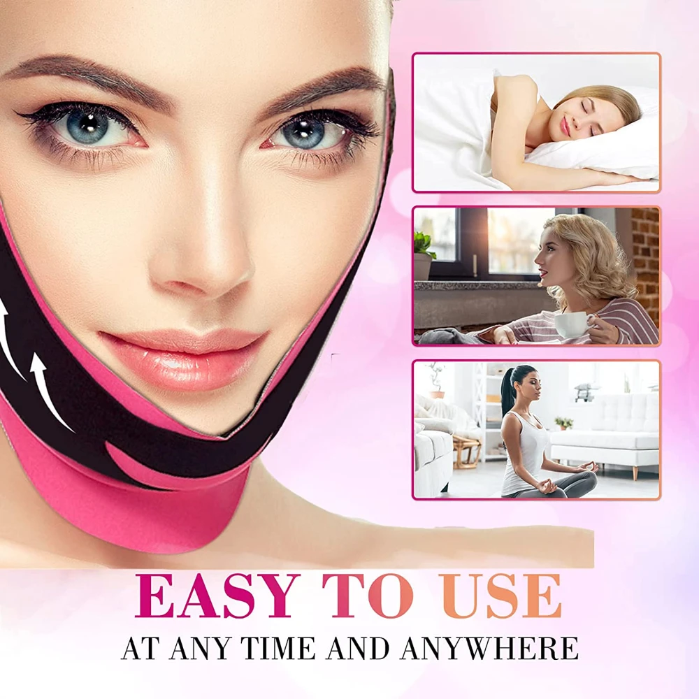 Reusable Face Lifting Belt Elastic Face Slimming Bandage V Line Face Women Chin Cheek Lift Up ...