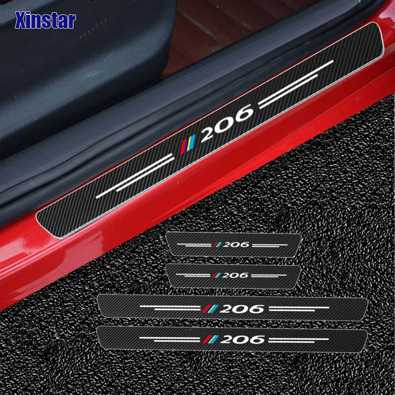 4pcs-Carbon-Fiber-Car-Door-Sill-Sticker-For-Peugeot-206-Auto ...