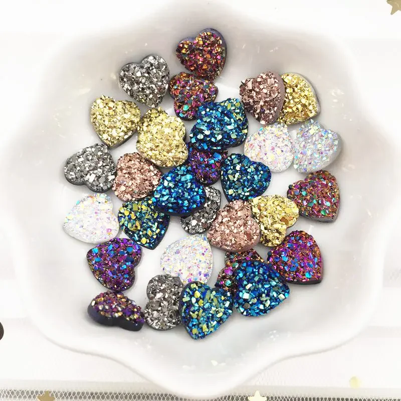 Shiny-60Pcs-Resin-10mm-heart-Ore-Surface-Flatback-Rhinestone-for ...