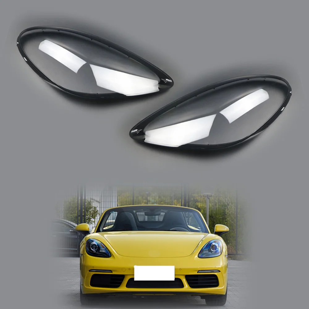 Pair-For-Porsche-Boxster-Cayman-982-2016-2020-Car-Headlight-Lens-Cover ...