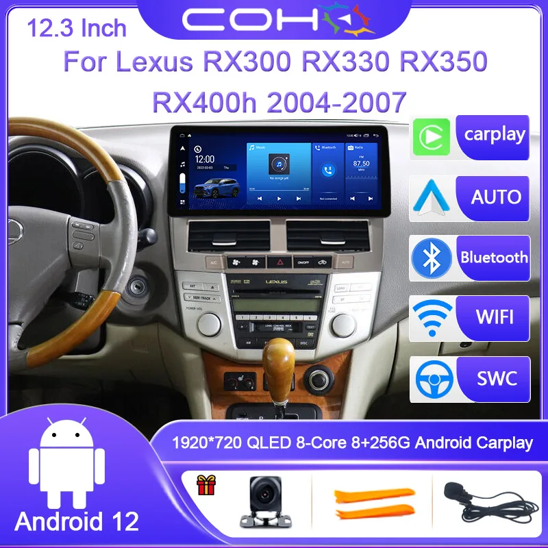 12.3 Inch For Lexus RX300 RX330 RX350 RX400h 2004-2007 Android 12 Octa ...