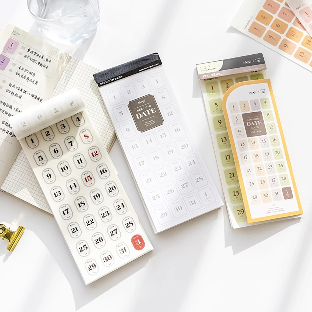 365-Days-Stickers-Colorful-Calendar-Sticker-DIY-Dairy-Journal-Agenda ...
