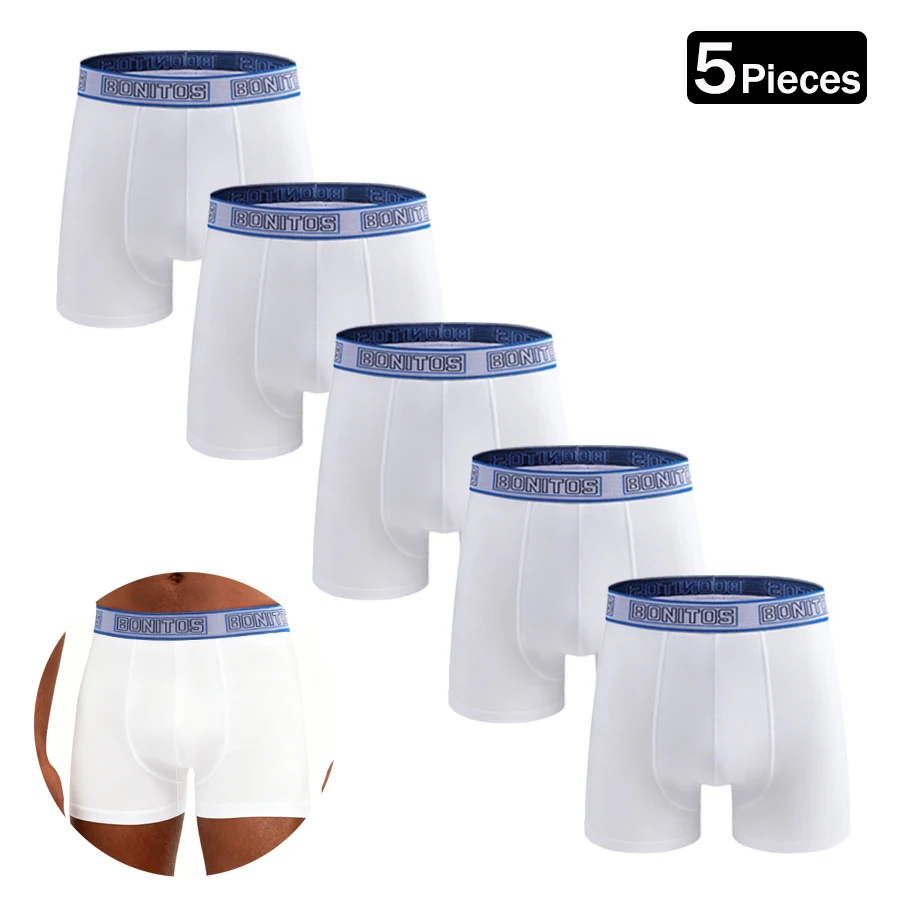5 Pieces 100%Cotton Men's Underpants White Shorts New Boxers For Man ...