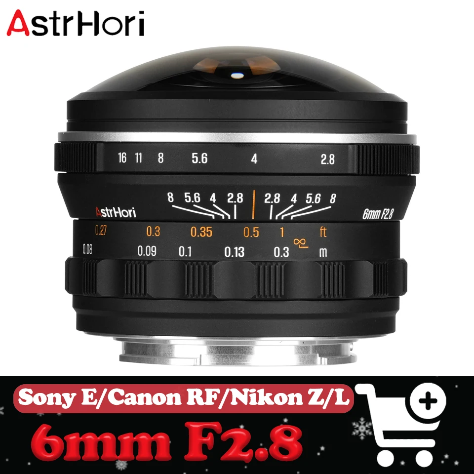 AstrHori 6mm F2.8 Ultra Wide Fisheye Lens Full Frame Large Aperture ...