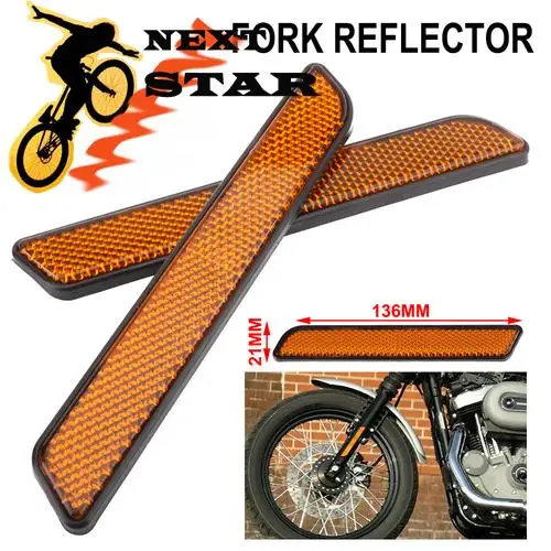 Motorcycle 2 Pcs Orange Front Fork Leg Reflector Reflective Stripe For ...