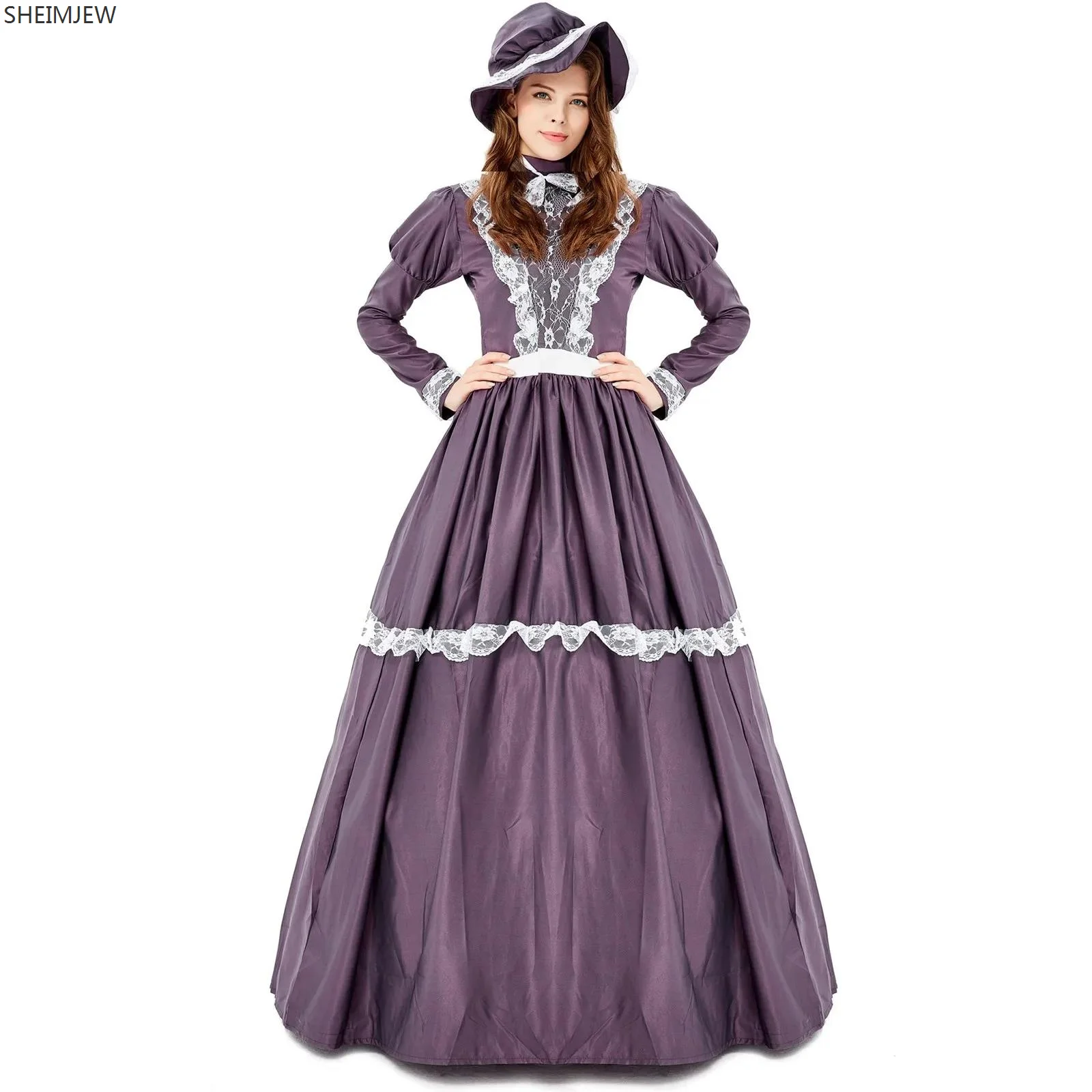 Retro-Royal-Lady-Princess-Long-Dresses-American-Pioneer-Pilgrim-Cosplay ...