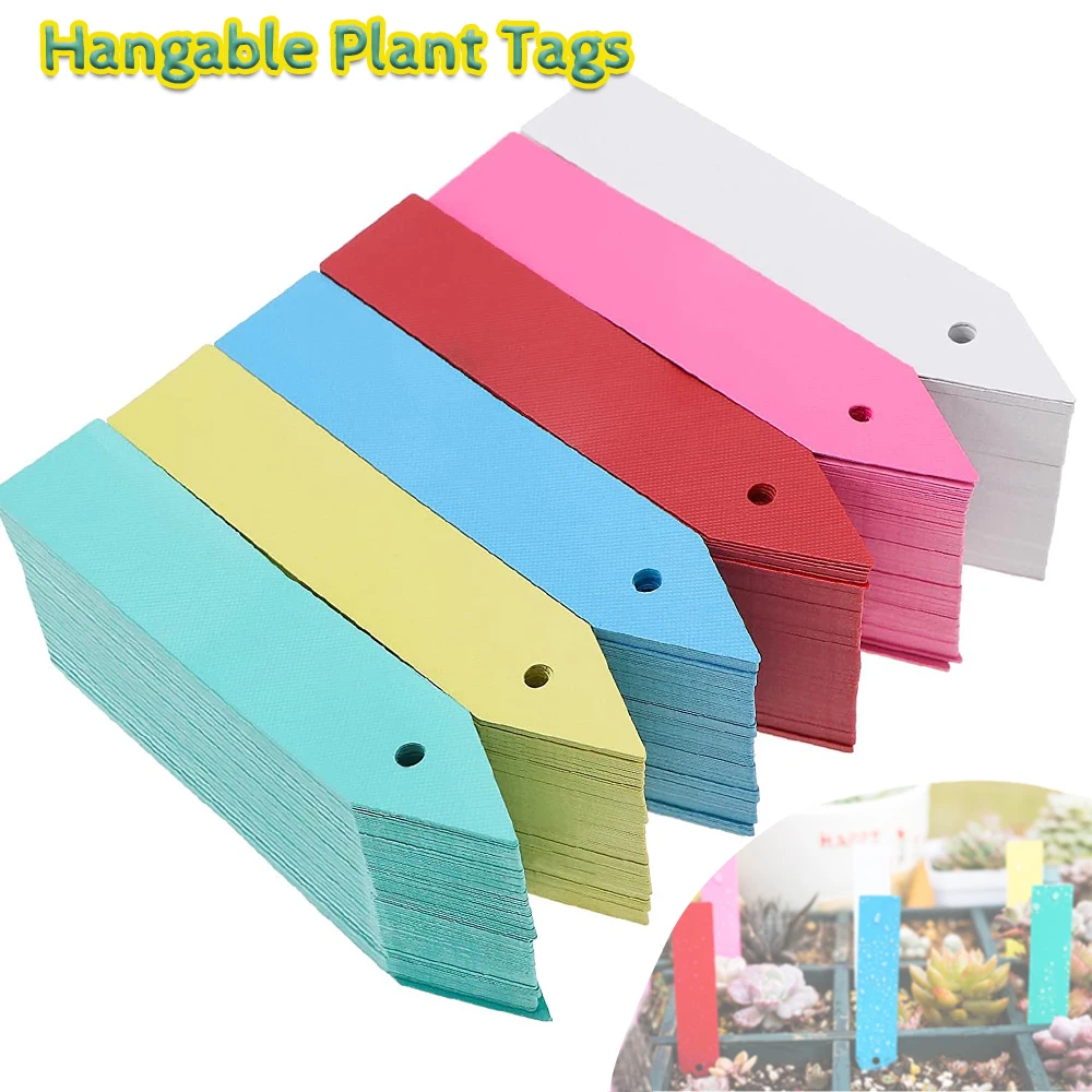100Pcs-Plant-Labels-Hangable-Seed-Tags-Garden-Tray-Pots-Markers-PVC ...