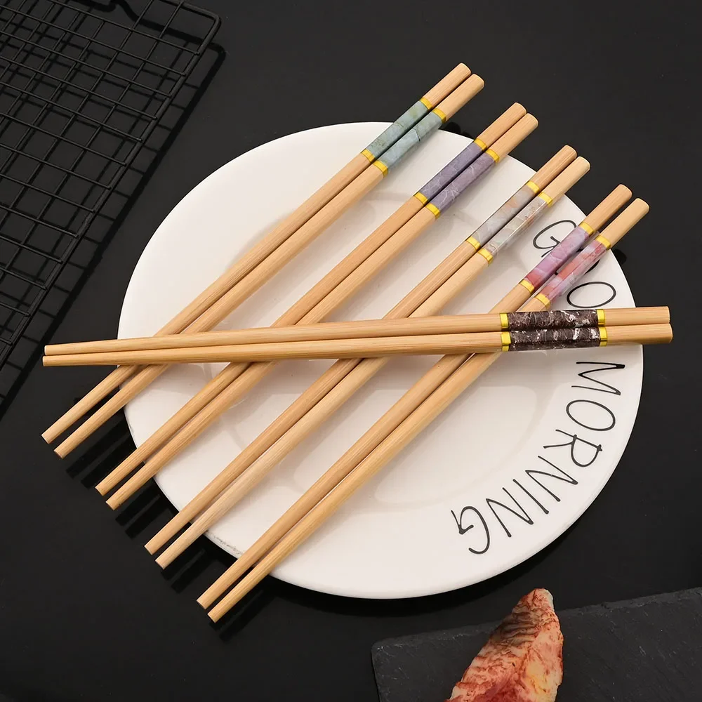 5Pairs Unique and Colorful Bamboo Chopsticks Set for Sushi Non-slip ...