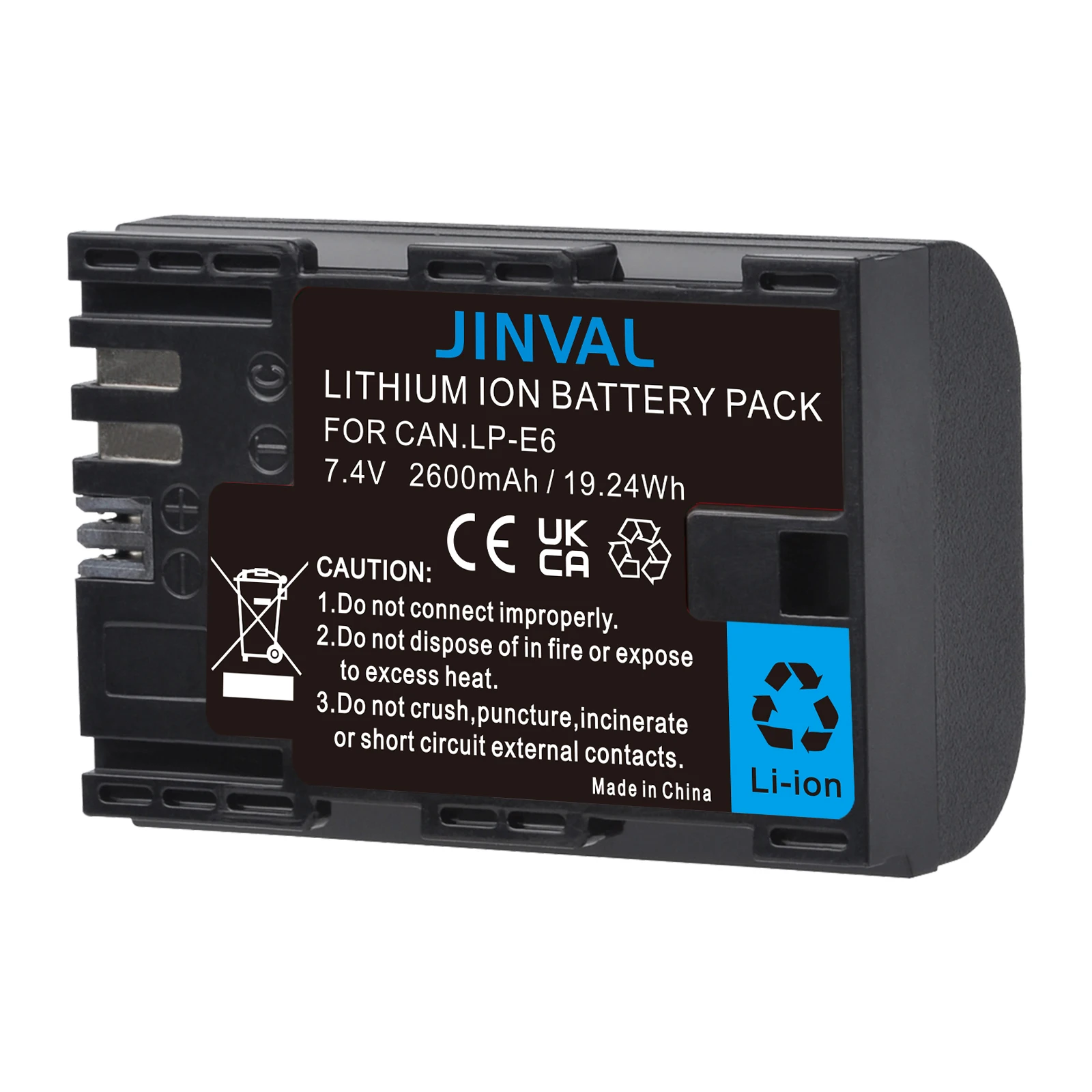JINVAL LP-E6 Battery 2600mAh LPE6 E6N Rechargeable Batteries + PD20W ...