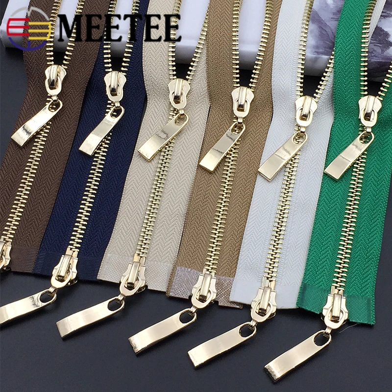 Meetee 1pc 80/100/120cm Auto Lock Metal Zipper Double-slider Zippers ...
