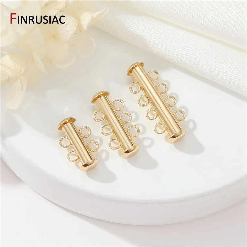 14K Gold Plated Brass Multi Strand Slide Tube Lock Clasp Connectors ...
