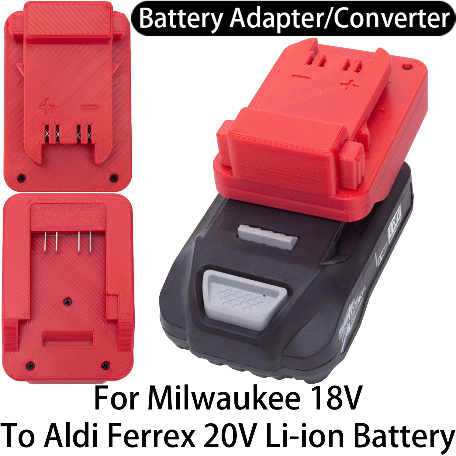 Battery Adapter Converter For Milwaukee 18V Li-ion Tool To Aldi Ferrex ...