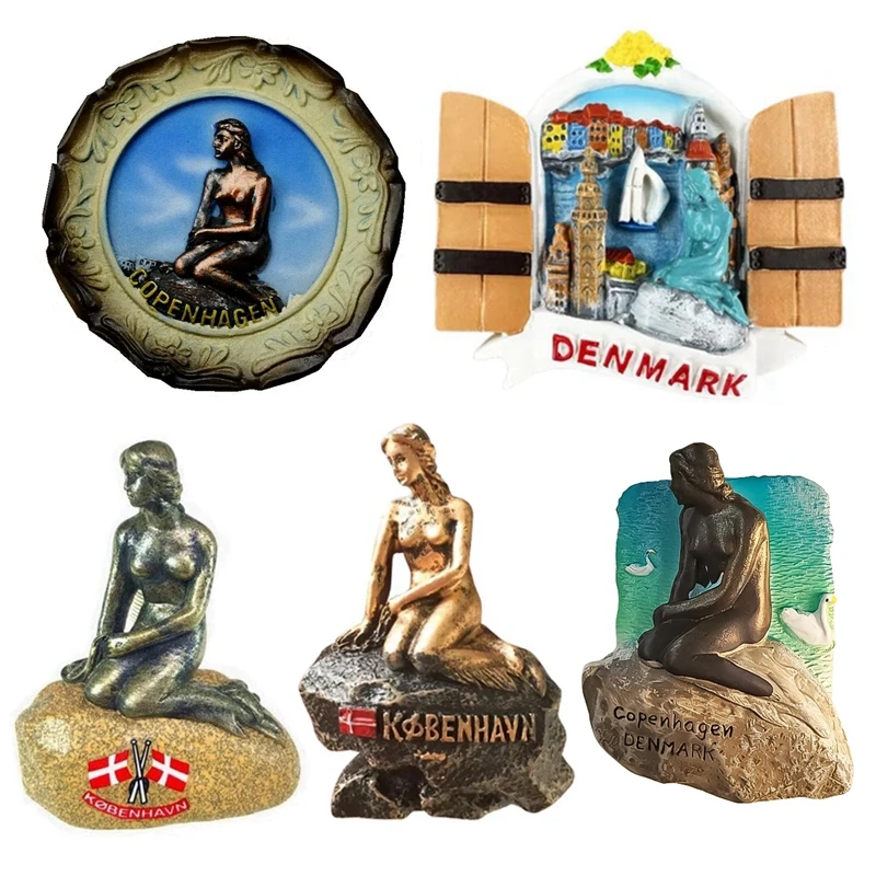 Denmark-Mermaid-Statue-Hand-painted-3D-Fridge-Magnets-Tourism-Souvenirs ...