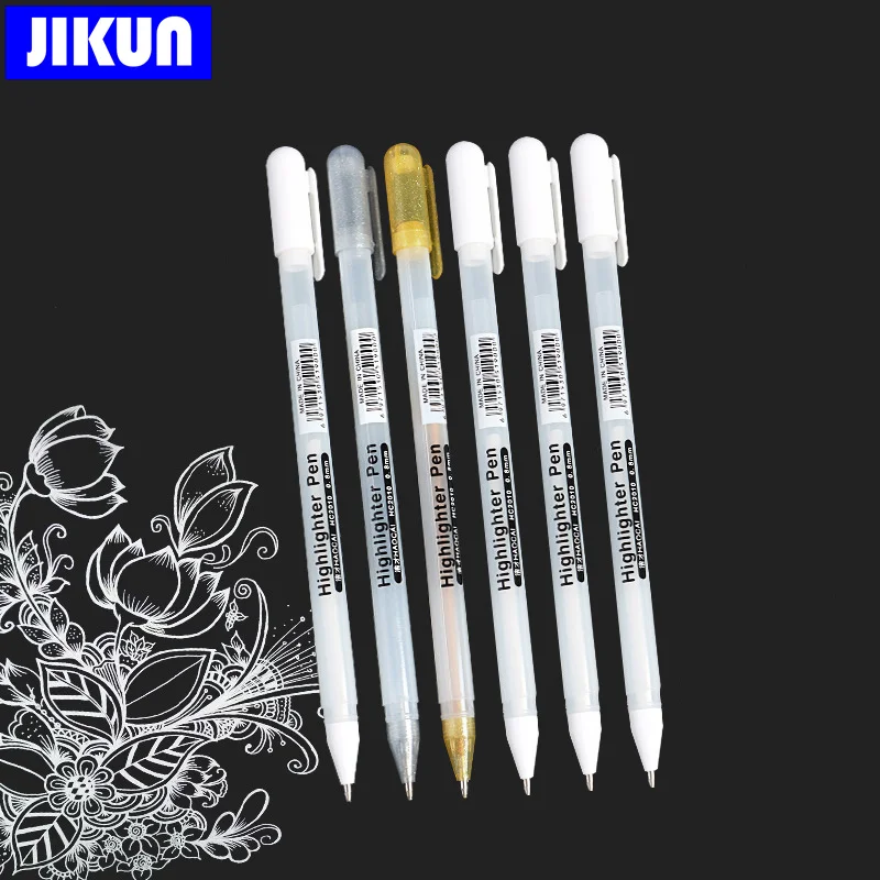 5pcs-White-Gel-Pen-0-8mm-High-Light-Marke-Pen-Black-Cardboard-Art ...