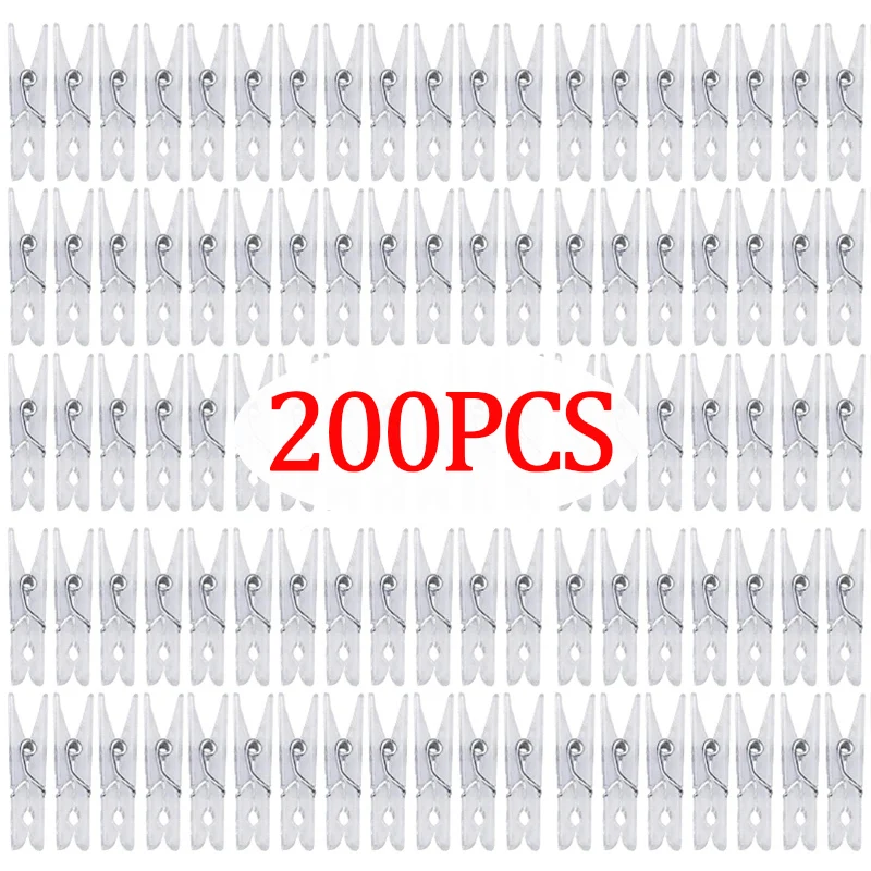 200-50Pcs-Transparent-Photo-Clips-Mini-Plastic-Spring-Clip-Clothespins ...