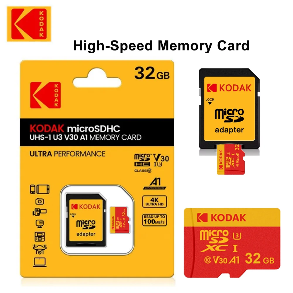 KODAK-MicroSD-Card-Red-Memory-Card-Class10-32GB-64GB-128GB-256GB-U3-4K ...