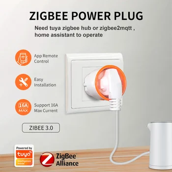 Homekit Tuya Smart Zigbee 3.0 Power Plug 16A EU Outlet Meter Remote ...