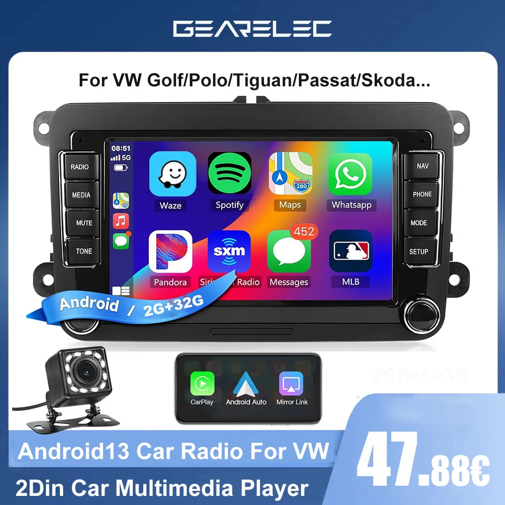 2DIN Android Car Radio for VW Passat Golf MK5 MK6 Jetta Polo Touran ...