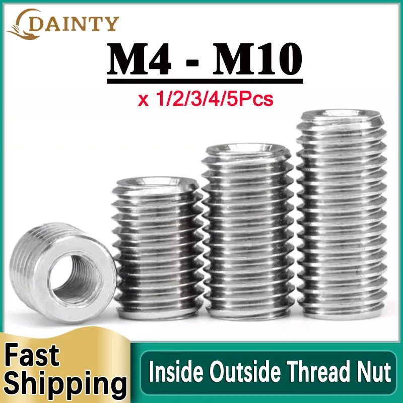 1-5Pcs-304-Stainless-Steel-Inside-Outside-Thread-Adapter-Screw-Nuts ...