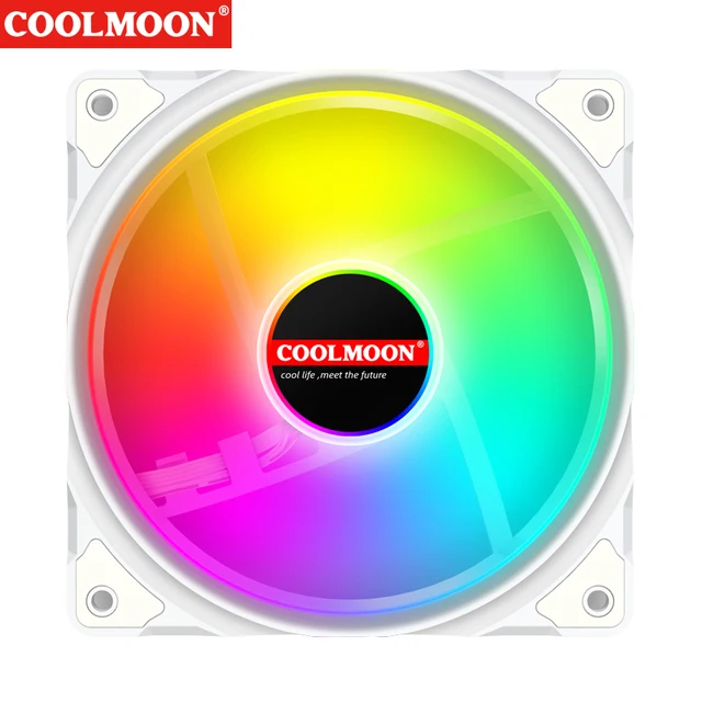 COOLMOON 120mm RGB 컴퓨터 섀시 냉각 팬, 소형 6 핀 조정 가능한 무음 RGB PC 케이스 방열판 5V DC ...