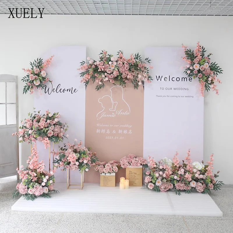 Pink-White-Rose-Babysbreath-Hanging-Welcome-Sign-Floral-Arrangement ...