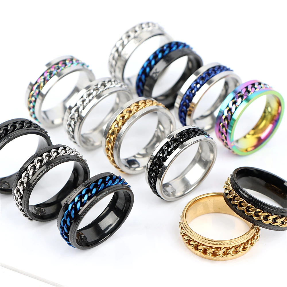 New-Cool-Rotatable-Stainless-Steel-Ring-Men-Women-High-Quality-Spinner ...