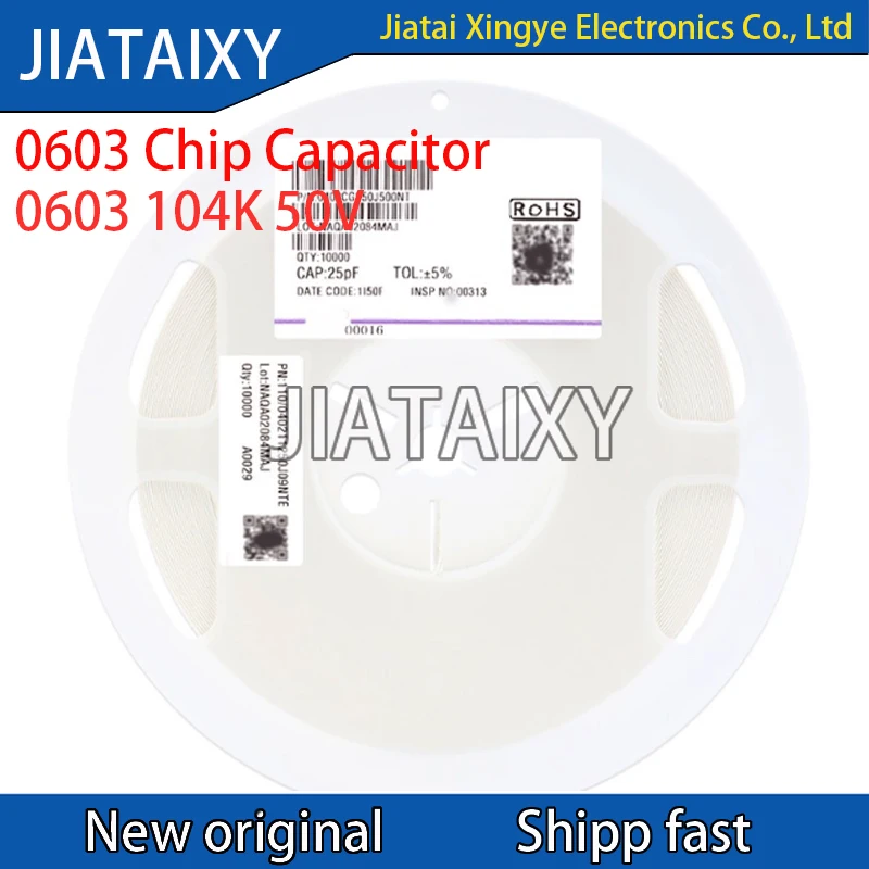 4000PCS-Reel-0603-100nF-104-25V-50V-X7R-104K-100NF-SMD-Capacitor ...