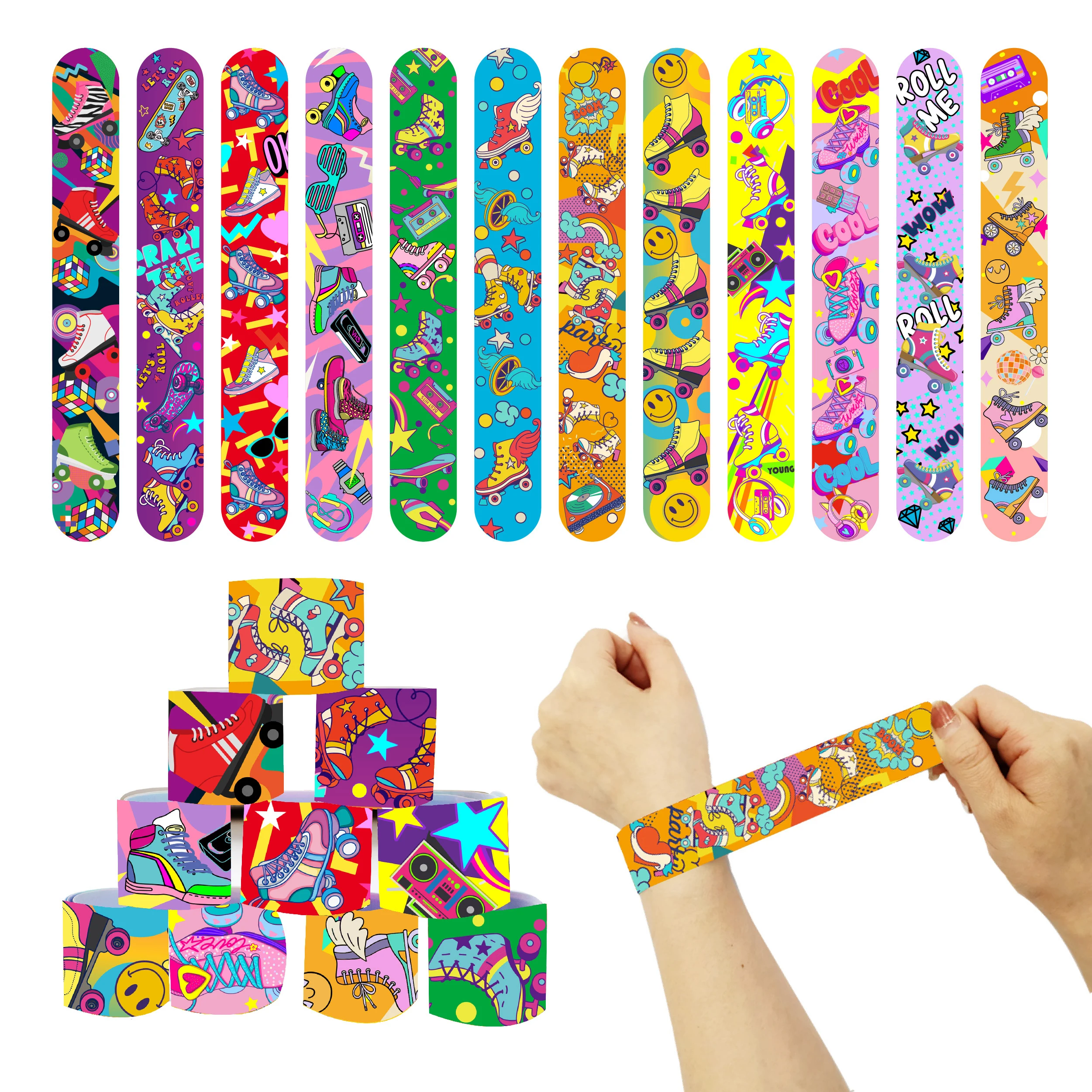 10 piezas de pulseras de bofetadas Lilo Stitch Mickey Mouse princesa ...