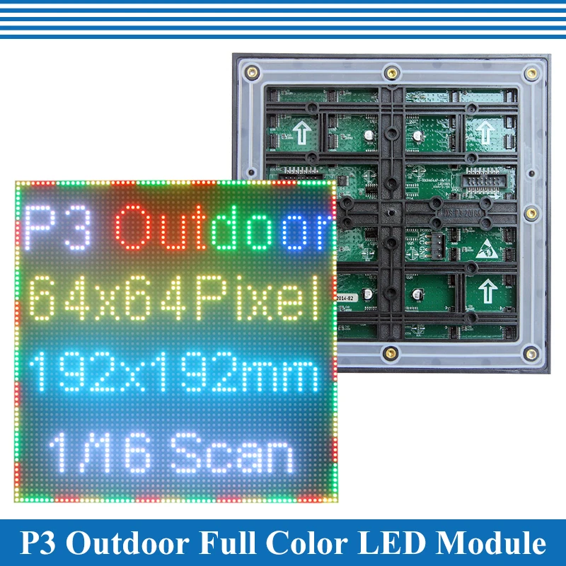 P3 LED screen panel module Outdoor 1/16 Scan 192*192mm 64*64 pixels SMD ...