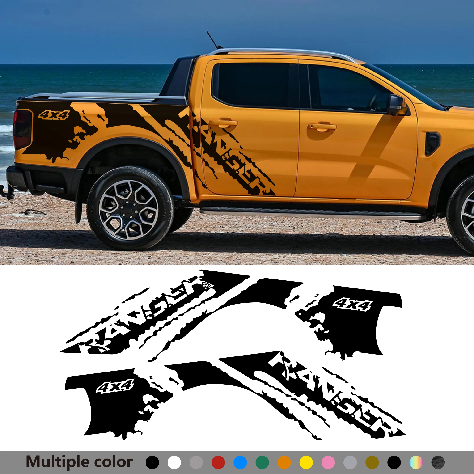 Pickup Body Side Stickers Apply For Ford Ranger Raptor 4X4 Truck Splas ...