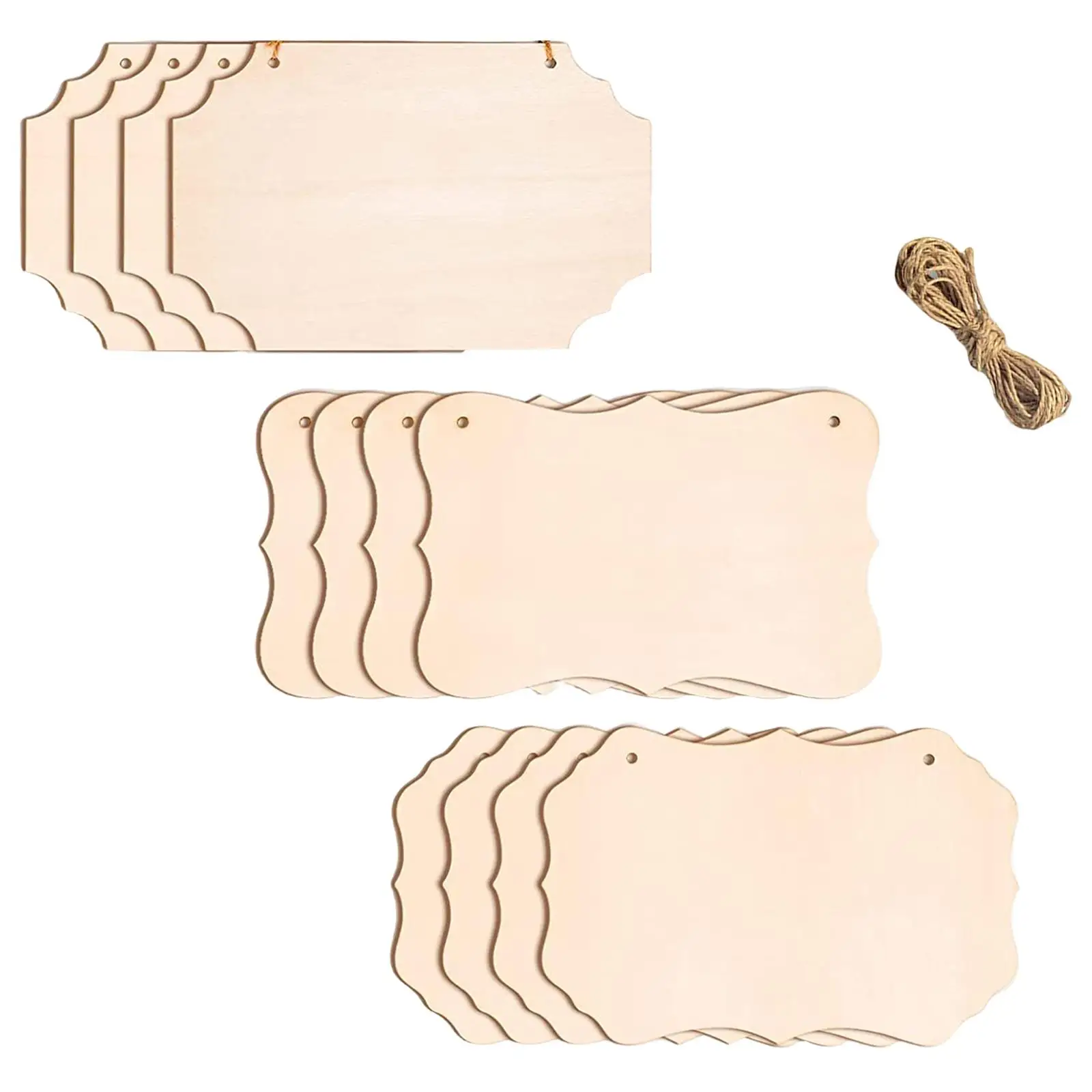 12x Unfinished Blank Signs DIY Beige Wooden Plain Plaque Hanging ...